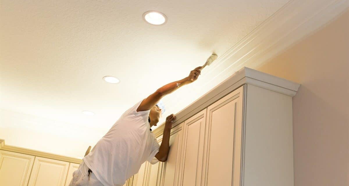How To Reach Above The Kitchen Cabinets To Paint | Shiny Clean Kitchen