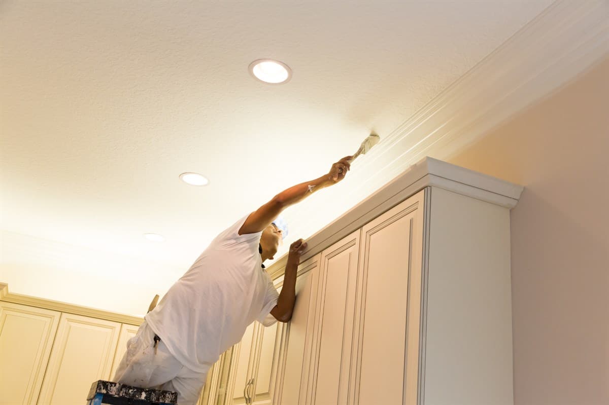 How To Reach Above The Kitchen Cabinets To Paint | Shiny Clean Kitchen